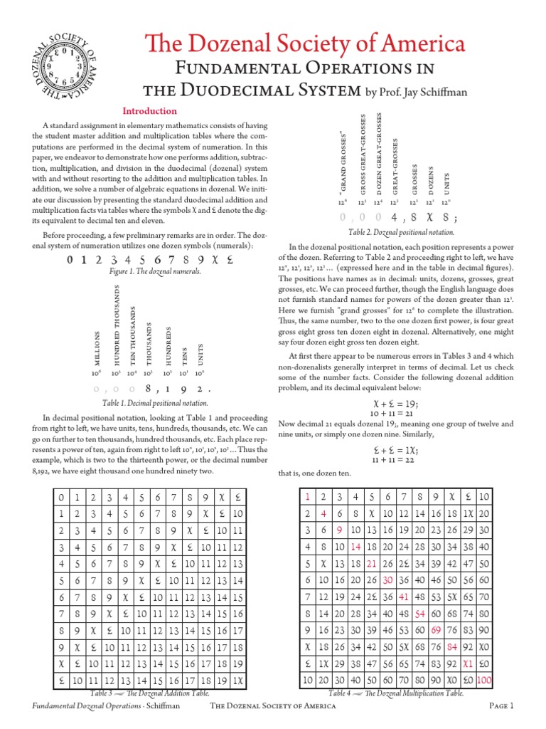 Dozenal System Db31315 - 0 | PDF | Division (Mathematics) | Multiplication