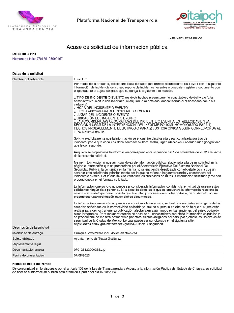 Solicitud de Informacion Transparencia | Descargar gratis PDF | México | Bases de datos