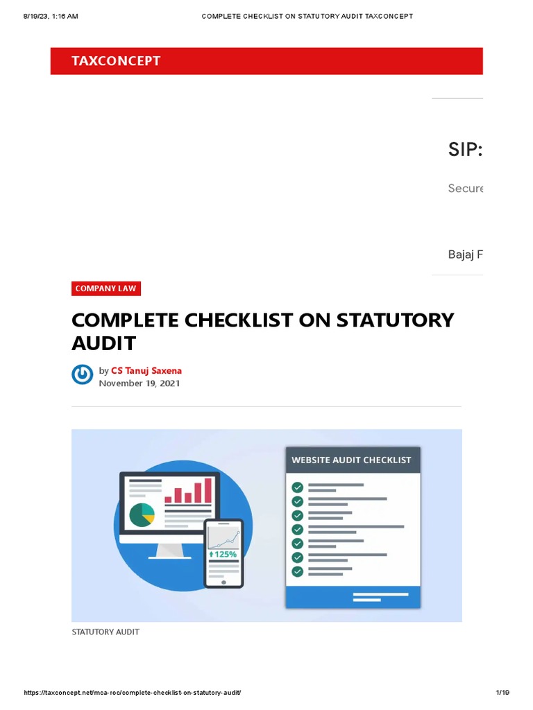 Complete Checklist On Statutory Audit Taxconcept | PDF | Audit ...