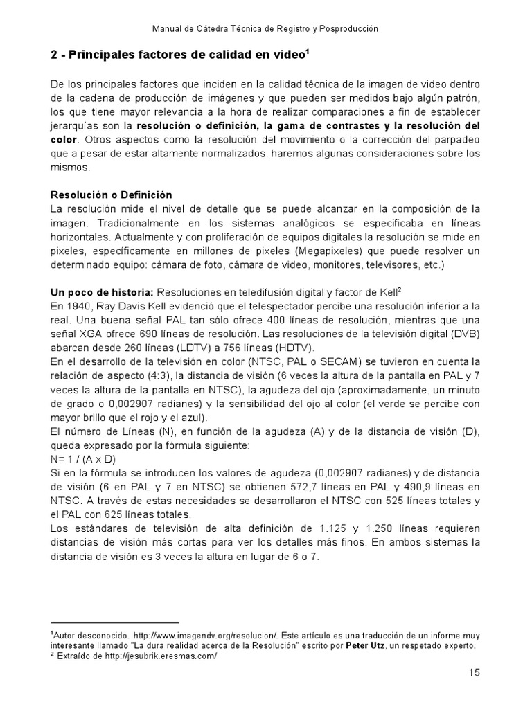 Manual TRyP 02 - Principales Factores de Calidad en Video | PDF