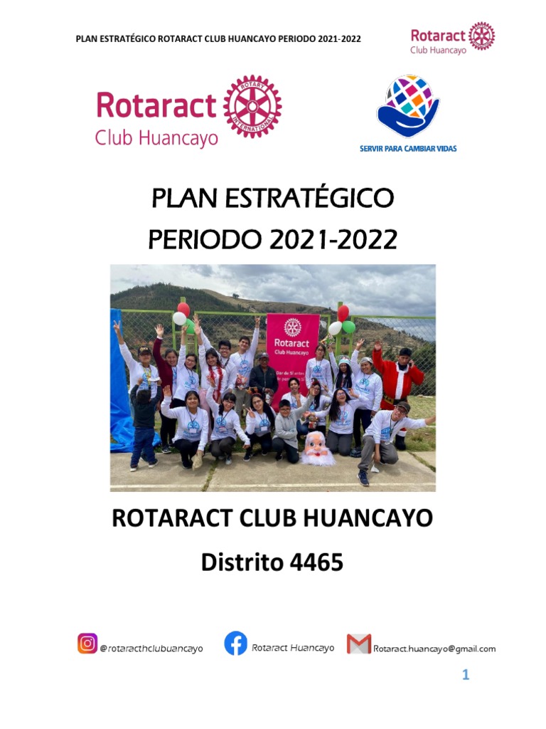 Plan Estratégico Rotaract Club Huancayo - Periodo 2021-2022 | PDF | Clubes y Sociedades ...
