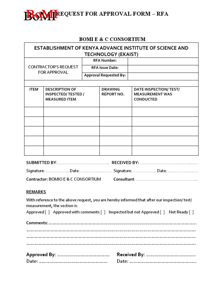 RFA for Kenya Advance Institute Approval | PDF