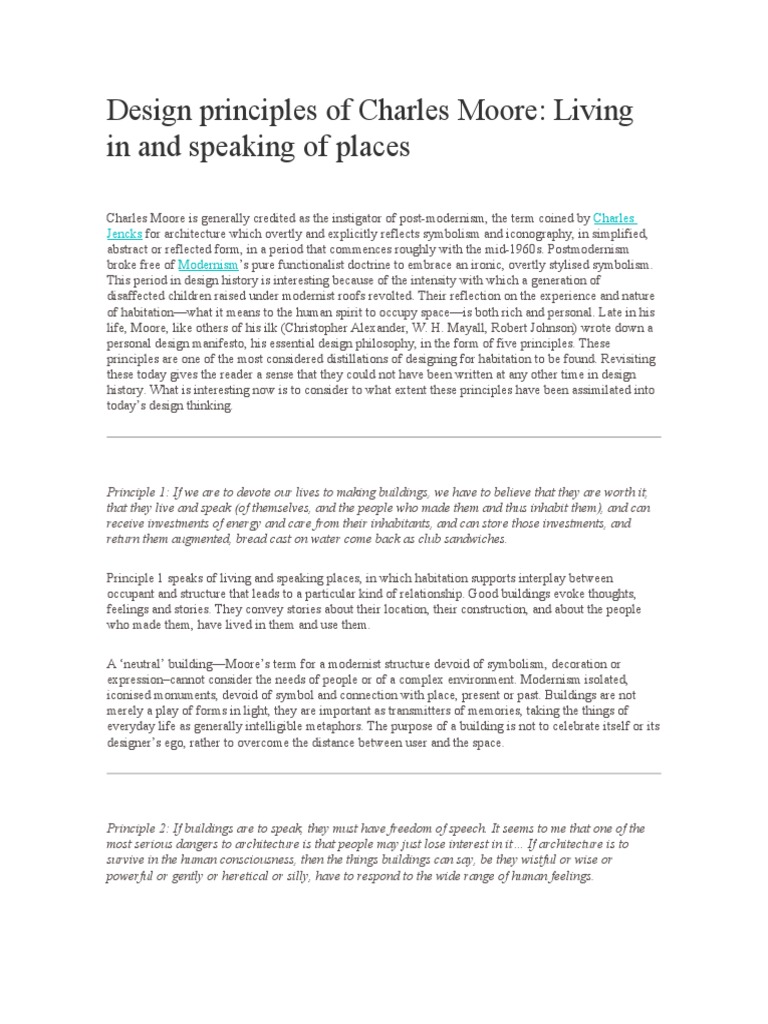 Charles Moore's Postmodern Design Principles | PDF | Art