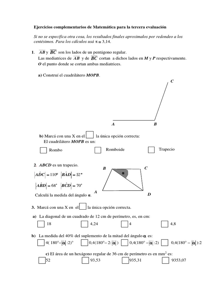 Matematica Ejercicios Complementarios para El Ultimo Parcial | PDF