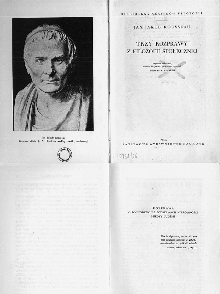 J.J. Rousseau, Rozprawa o Pochodzeniu I Podstawach Nierówności Między ...