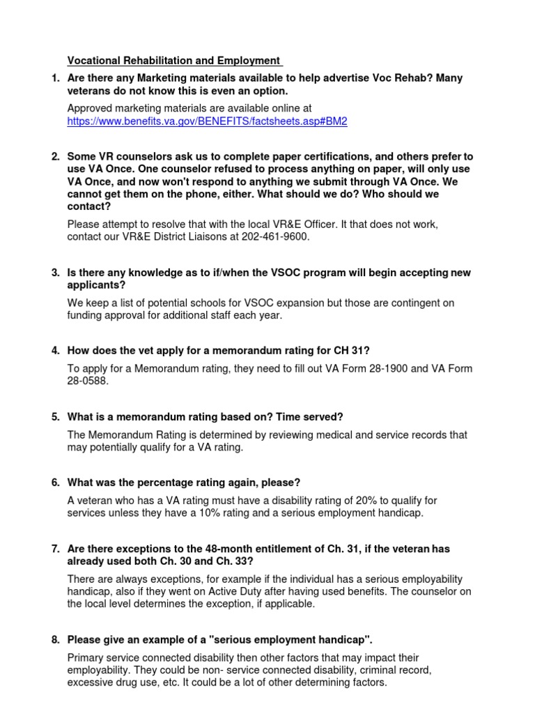 Sco Vre Faq | PDF | United States Department Of Veterans Affairs