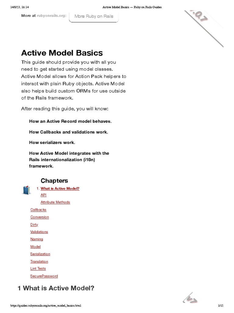 Active Model Basics - Ruby On Rails Guides | PDF Active Model Basics - Ruby On Rails Guides | PDF