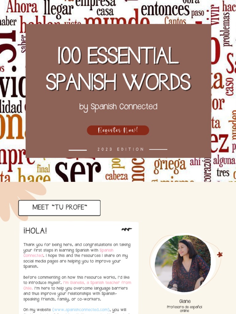 100 Essential Spanish Words - Ebook | PDF | Human Communication ...