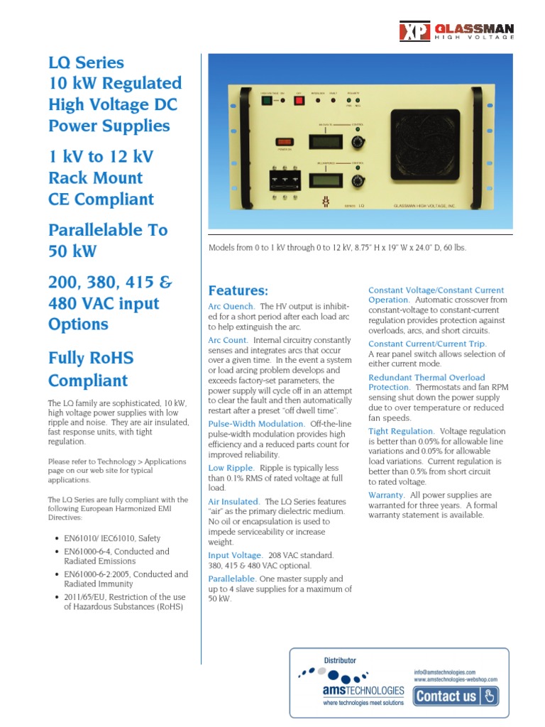 LQ Series High Voltage AC - DC Power Supplies XP Glassman Datasheet | PDF | Power Supply ...