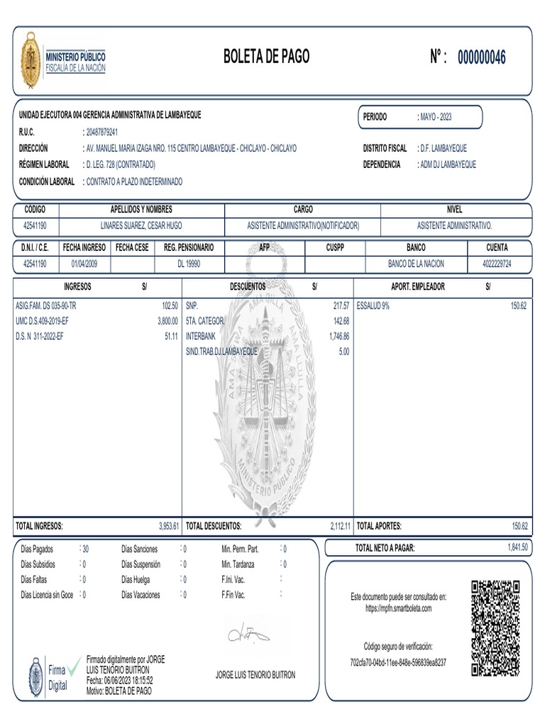 Boleta de Pago 05 - 2023 | PDF