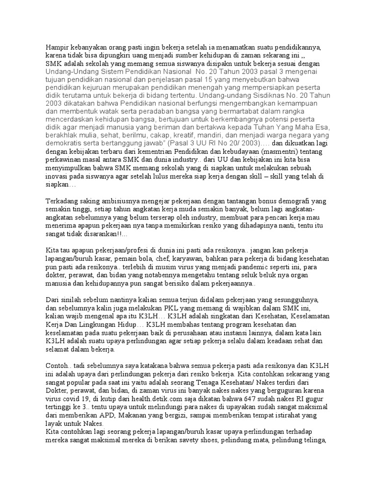 Teks k3lh 2021 | PDF | Karier & Perkembangan