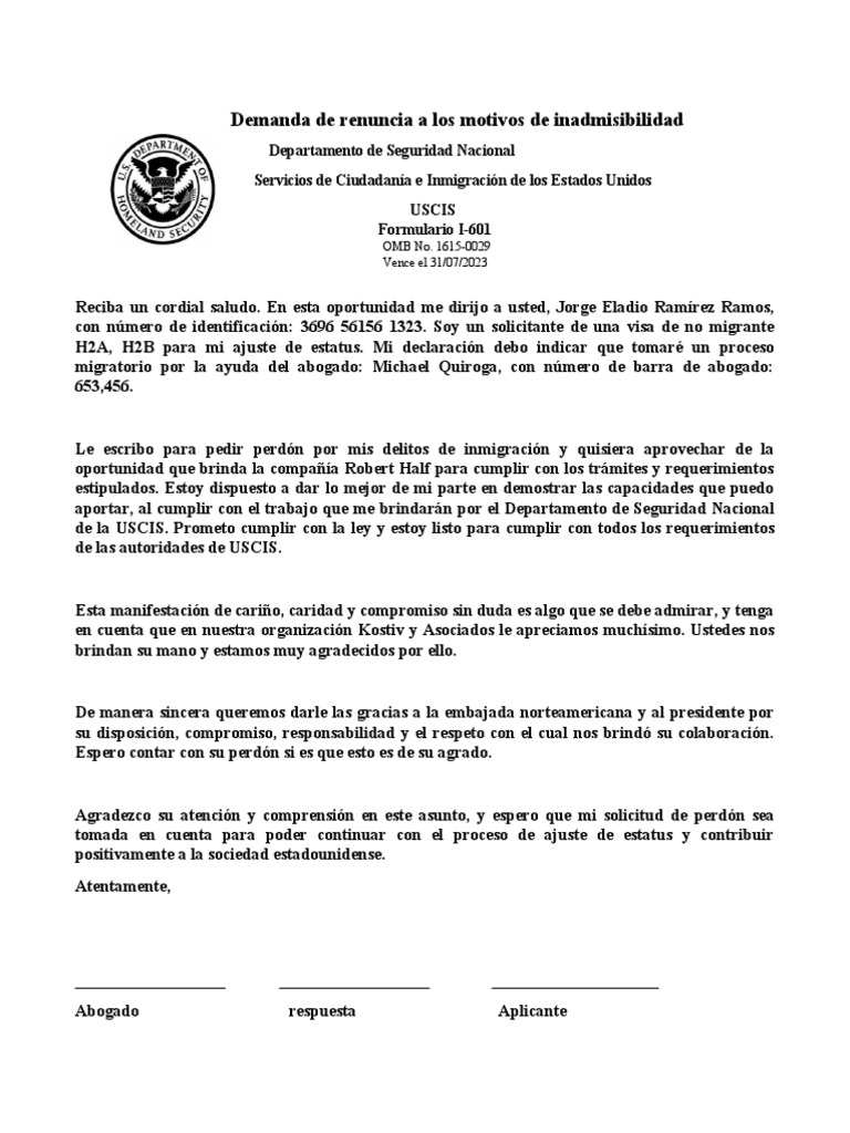 nueva carta de perdon | PDF