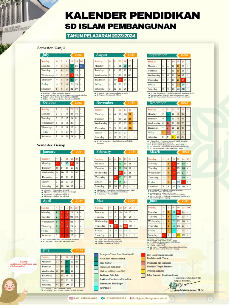 Kalender Pendidikan SD Islam Pembangunan Tahun Pelajaran 2023-2024 ...