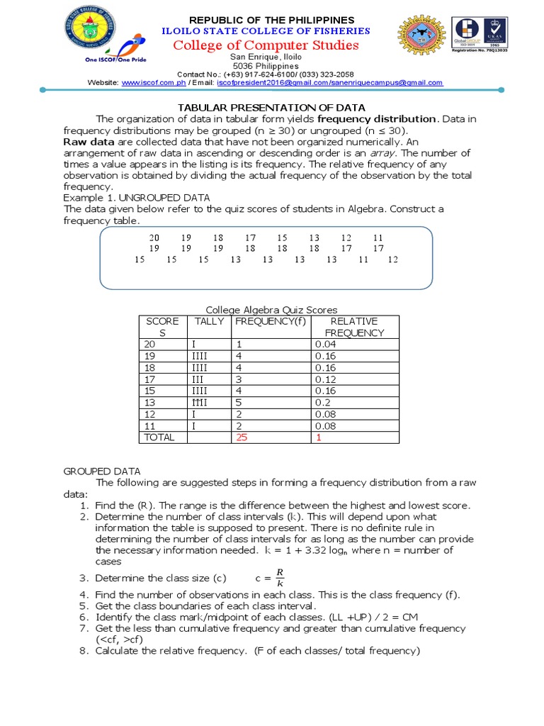 Tabular Data Presentation | PDF