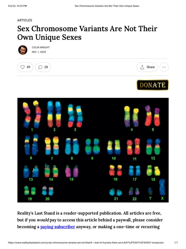 Sex Chromosome Variants Are Not Their Own Unique Sexes Pdf Sex