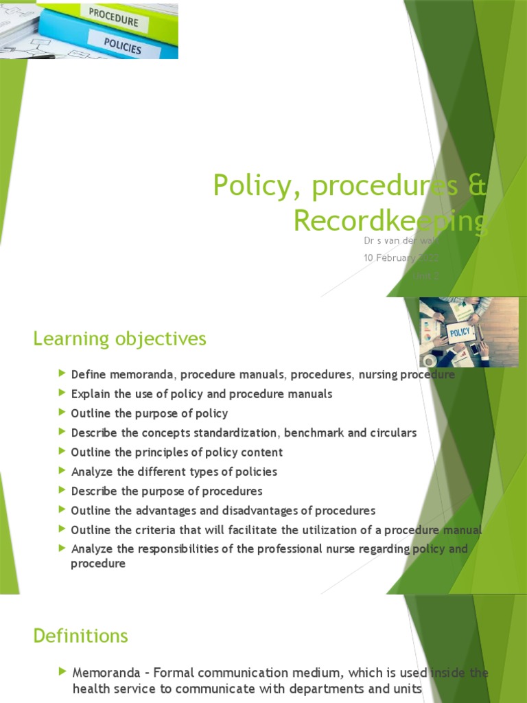 Unit 2 Policy, Procedures & Recordkeeping | PDF