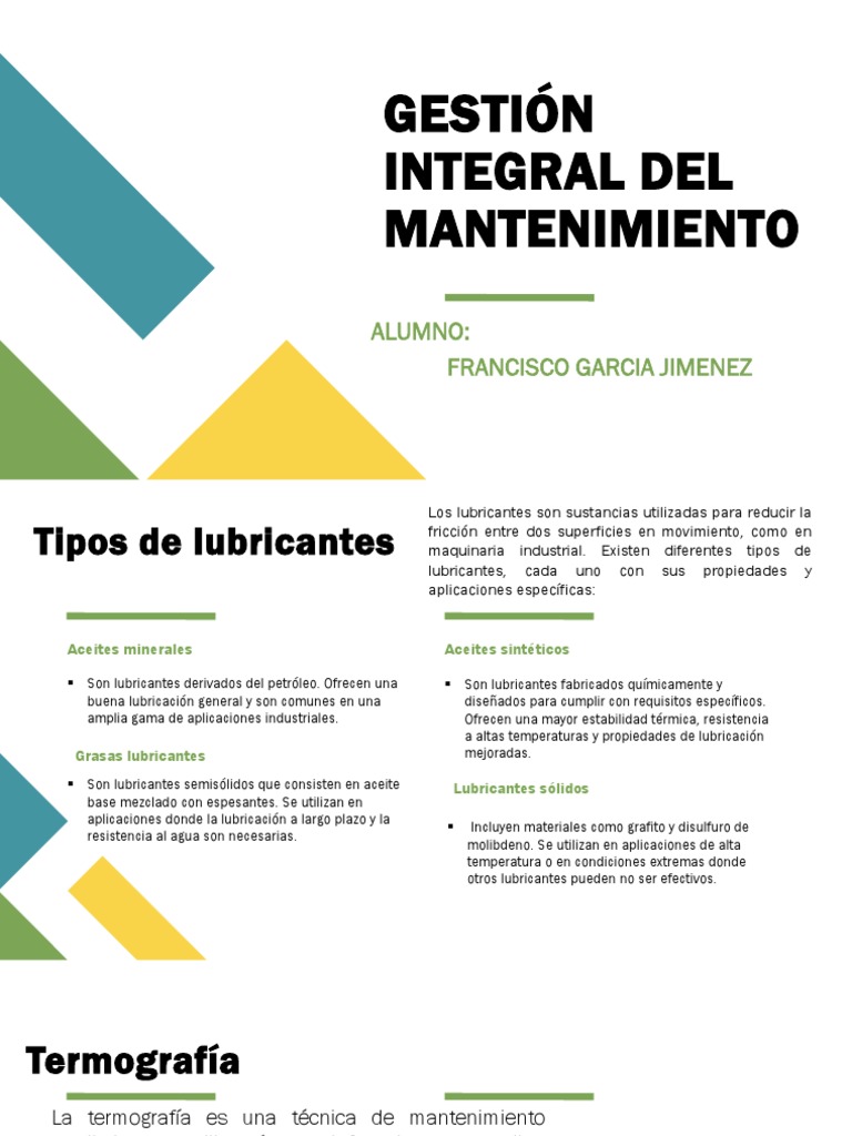 GESTIÓN INTEGRAL DE MANTENIMIENTO-PA2 FRANCISCO GARCIA | PDF | Lubricante | Ultrasonido