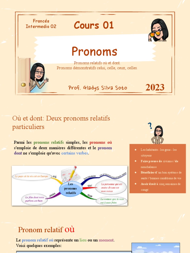 Cours 01 Fi2 Pronoms | PDF | Pronom | Verbe