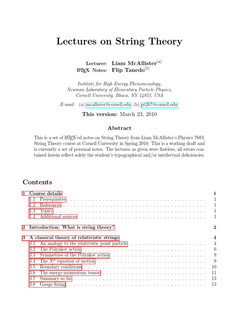 String Notes Pdf String Theory General Relativity
