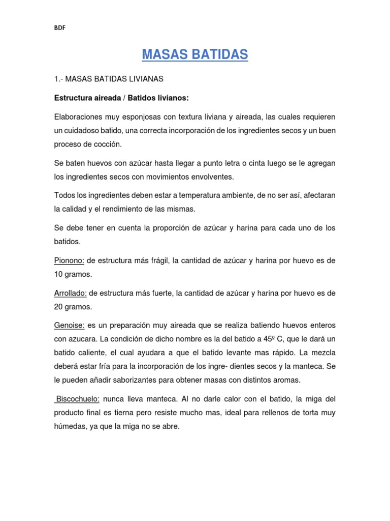Masas Batidas | PDF | Alimentos | Comida y bebida
