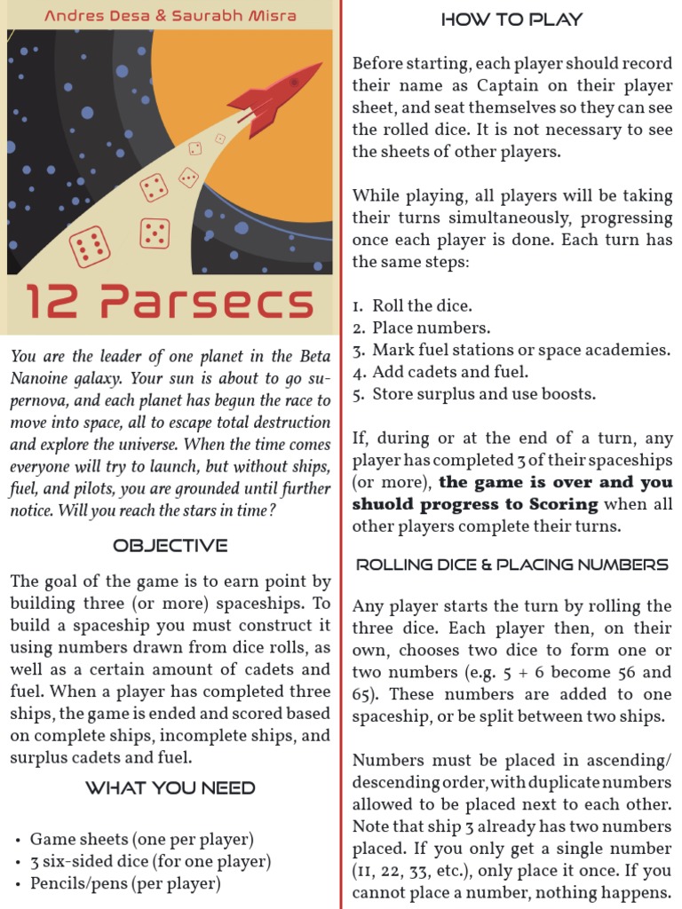 Build Spaceships in 12 Parsecs Game | PDF
