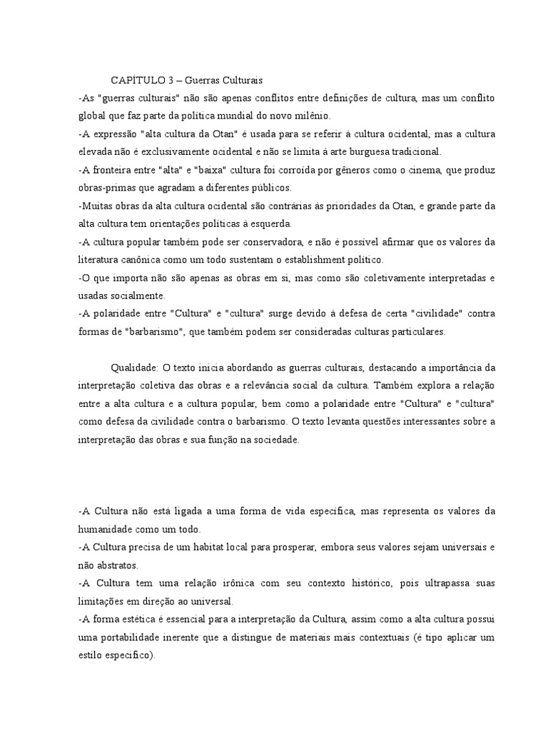 Resumo em Tópicos Cap 3 | PDF | Pós-modernismo | Socialismo