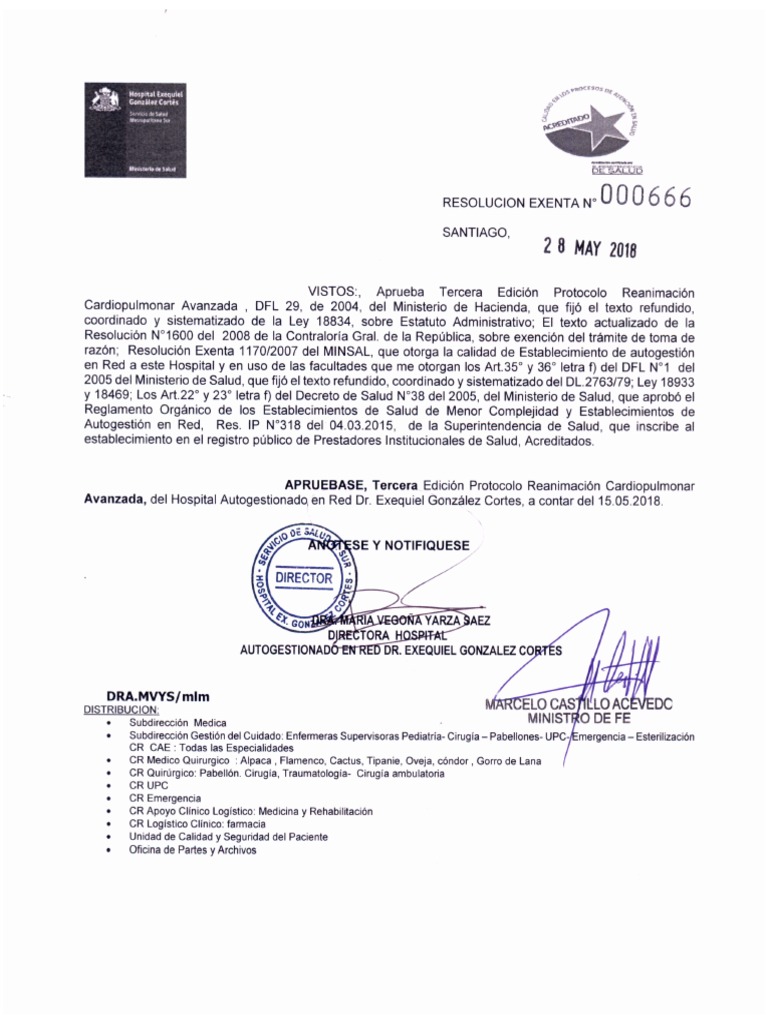 Rex 666 Protocolo Reanimación Cardiopulmonar Avanzada HEGC (Tercera ...