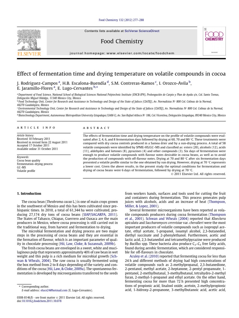 Effect of Fermentation Time and Drying Temperature On Volatile ...