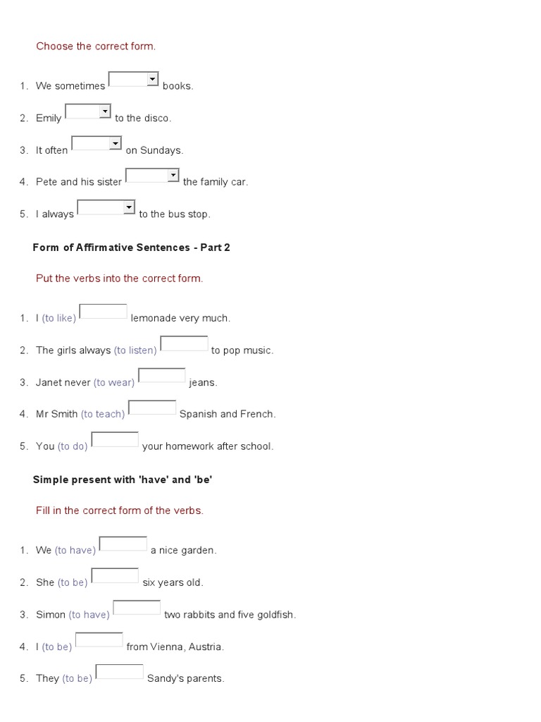 Present Simple Statement | PDF