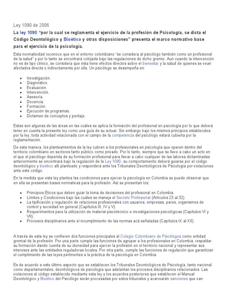 Ley 1090 de 2006 | PDF