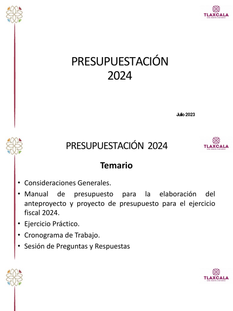 Presentación Anteproyecto 2024 | PDF | Presupuesto | Economias