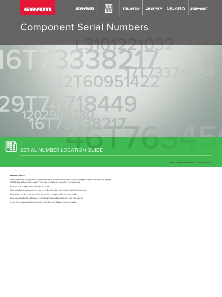 Component Serial Number Locator | PDF | Vehicle Parts | Manufactured Goods