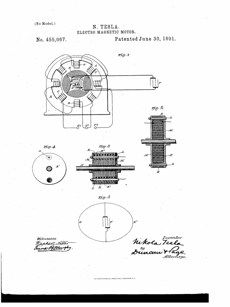 Tesla Patent 455067 | PDF | Electric Motor | Inductor