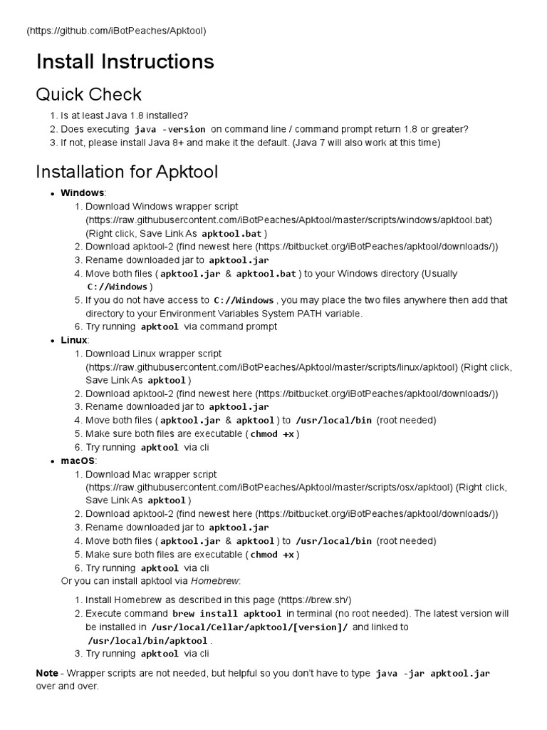 Apktool - How To Install | PDF