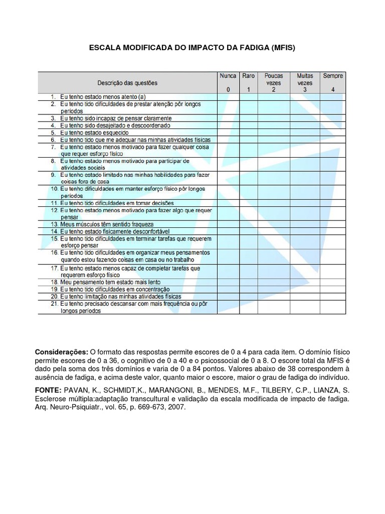 Escala Modificada Do Impacto Da Fadiga | PDF