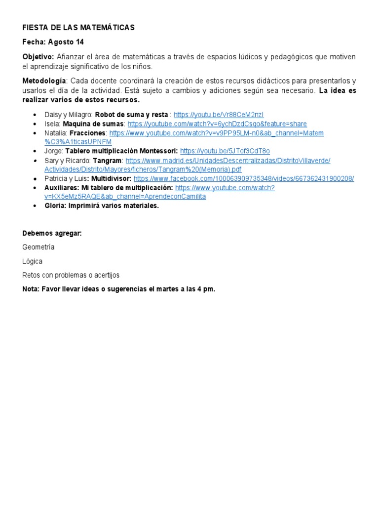 Fiesta de Las Matemáticas | PDF | Crecimiento personal y profesional