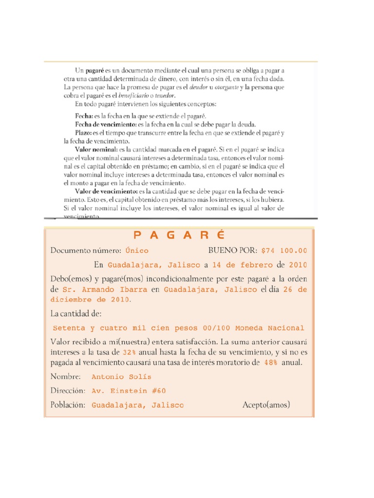 Ejemplo de Pagaré | PDF