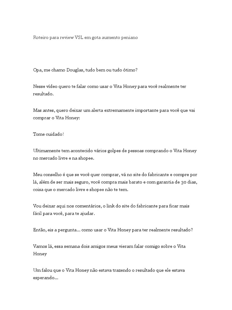 Roteiro para Review VSL | PDF | Dinheiro | Mercado livre