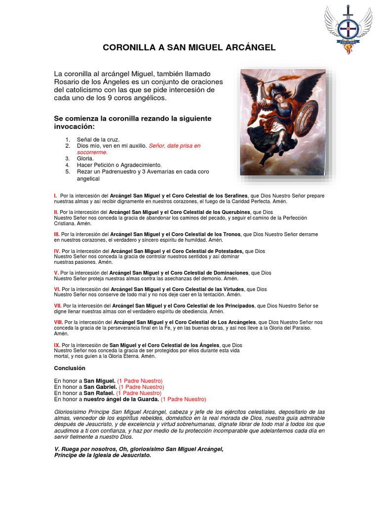 Coronilla de San Miguel Arcángel | PDF | Miguel (Arcángel) | Ángel