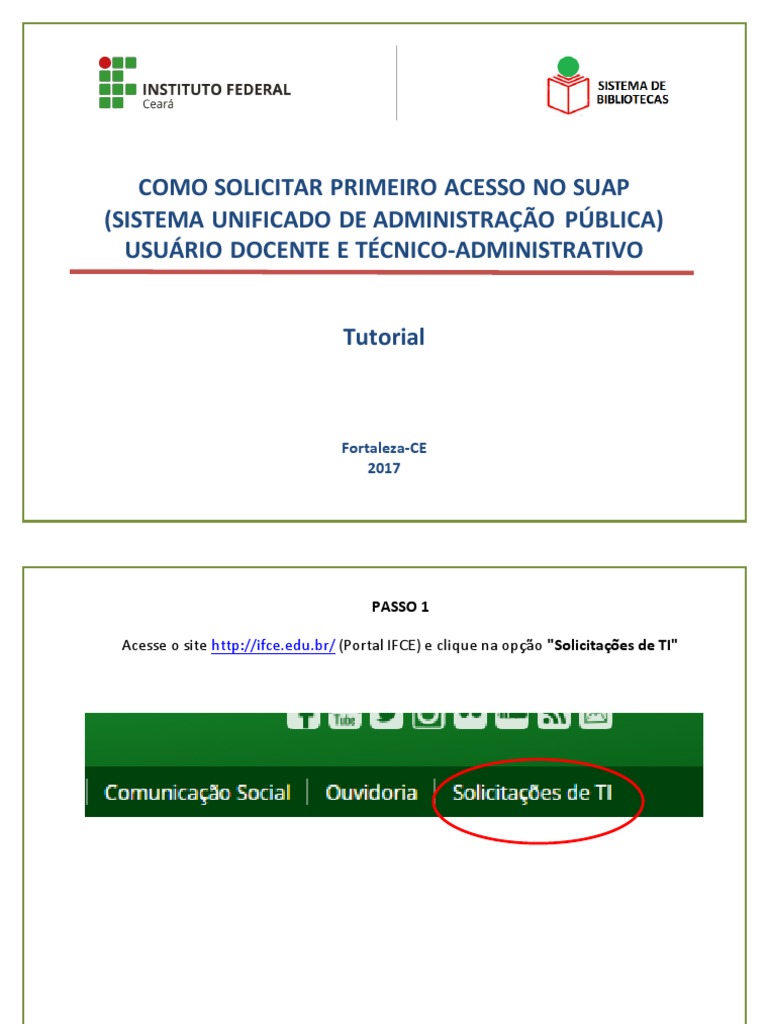 Tutorial Solicitacao de Primeiro Acesso No Suap | PDF | Computadores