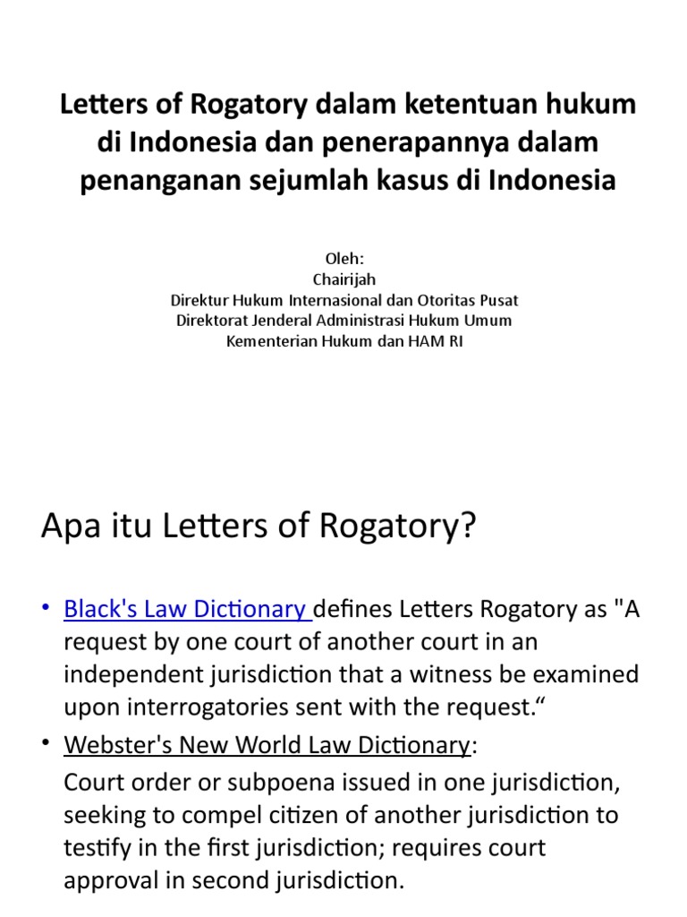 Presentation of LETTER OF ROGATORY | PDF