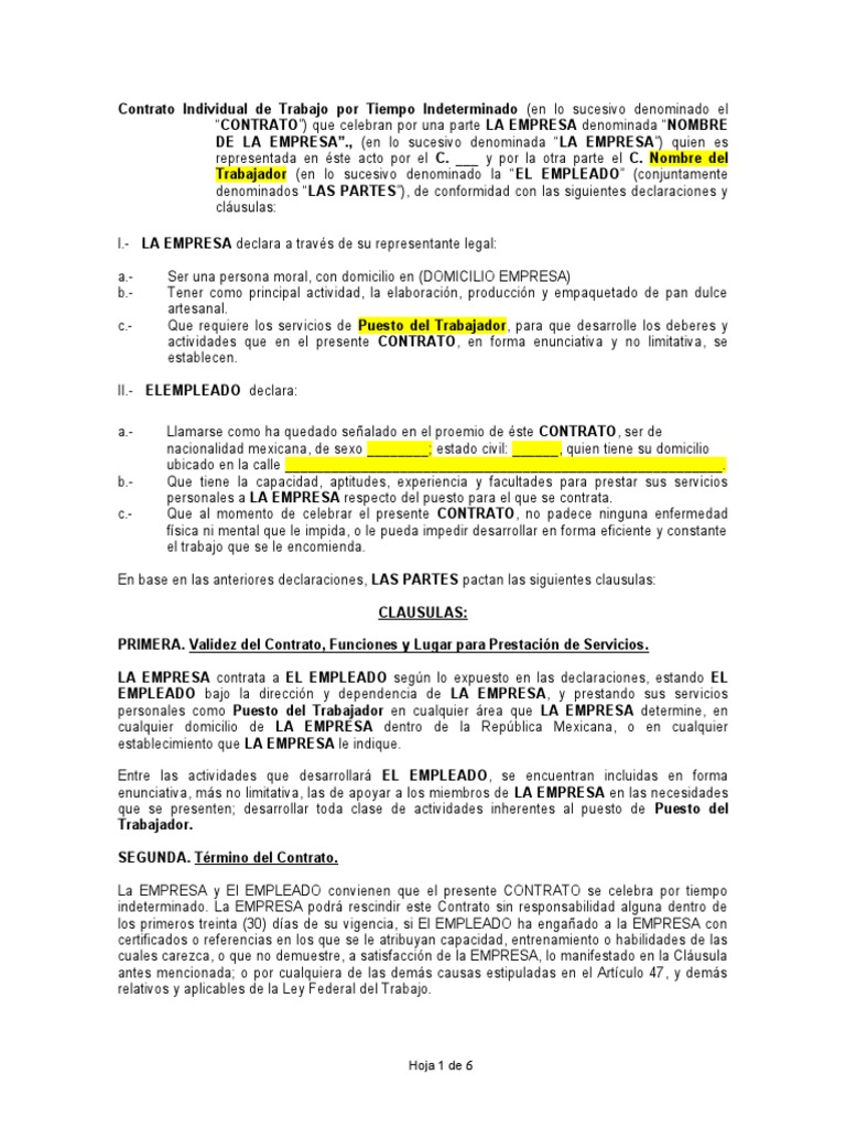 FORMATO CIT INDETERMINADO | PDF | Business | Salario