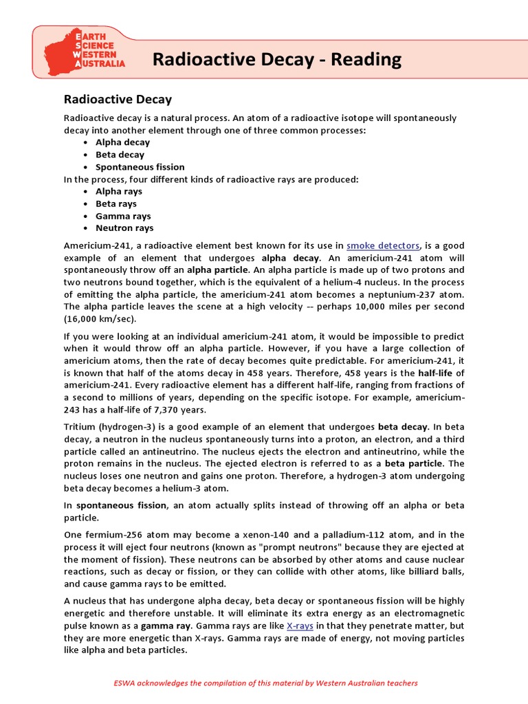 Radioactive Decay - Reading | PDF