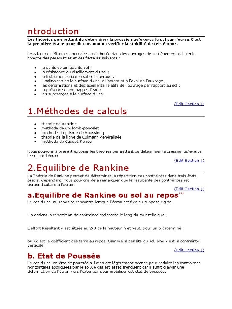 Calcul de la pression au sol et poussée | PDF | Sciences et ...