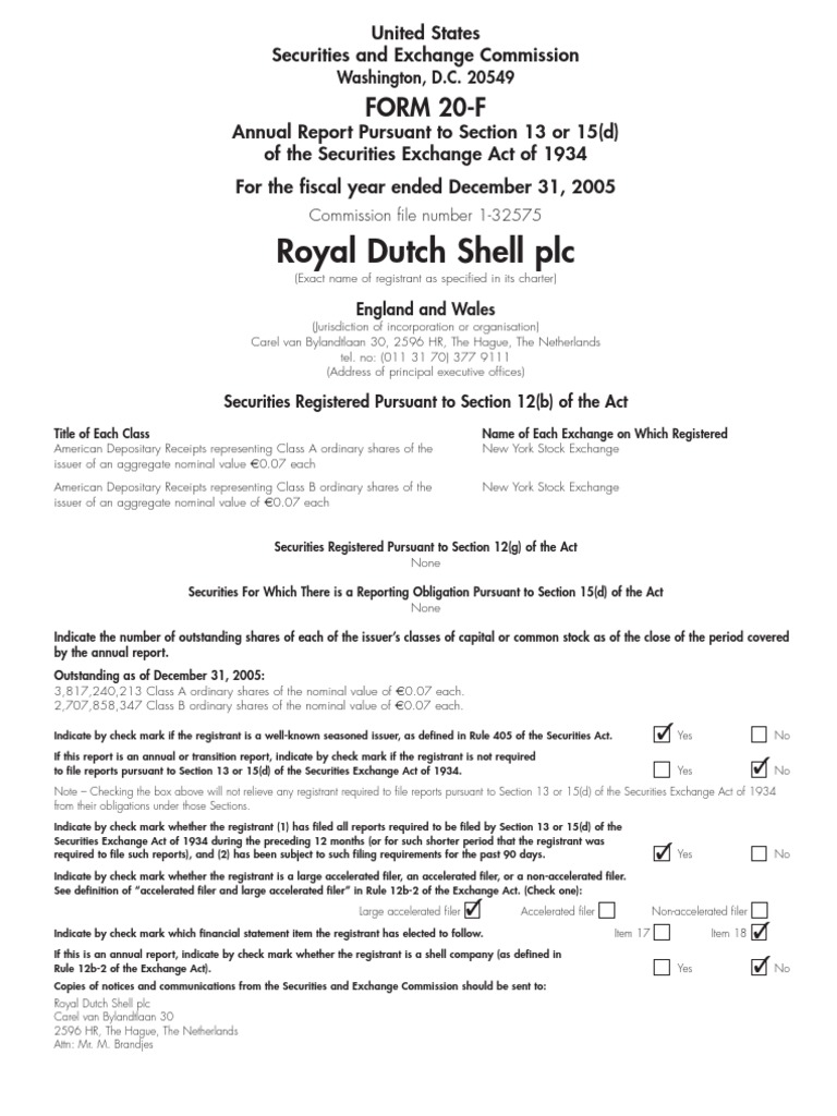 SHELL Annual Report Form20F 2005 en | Download Free PDF | Royal Dutch ...