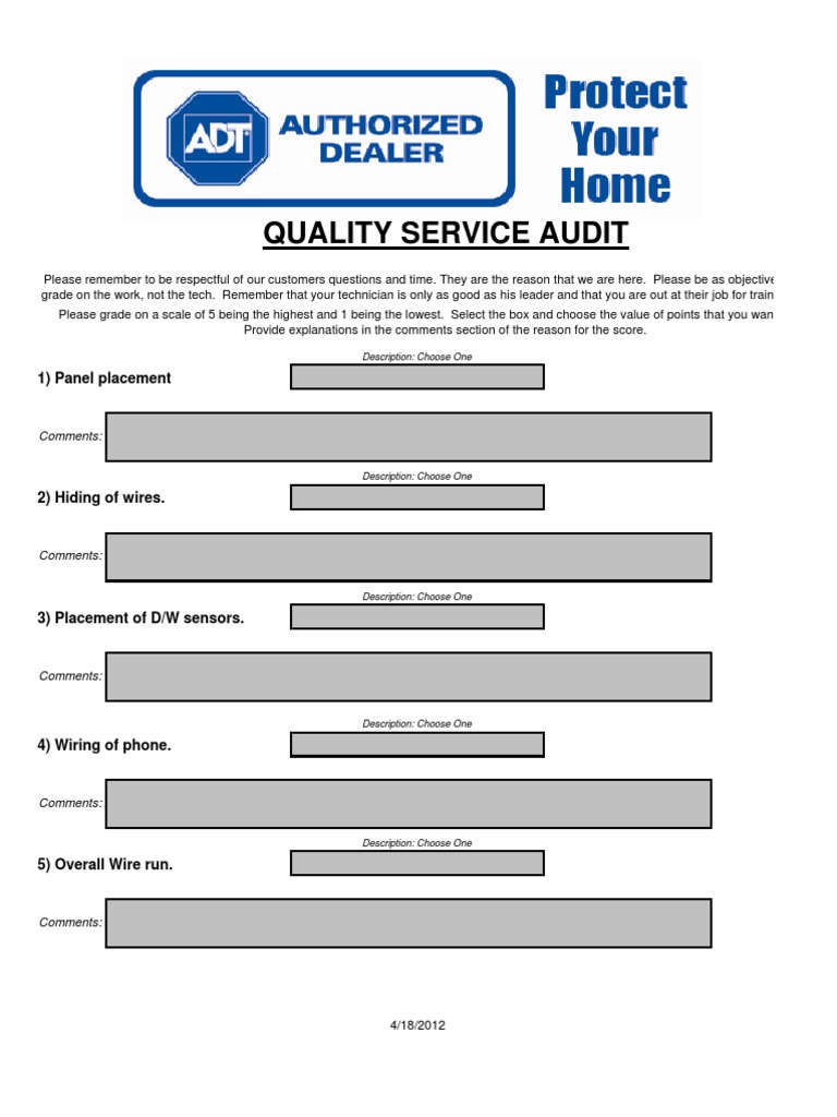 Quality Service Audit: 1) Panel Placement | PDF