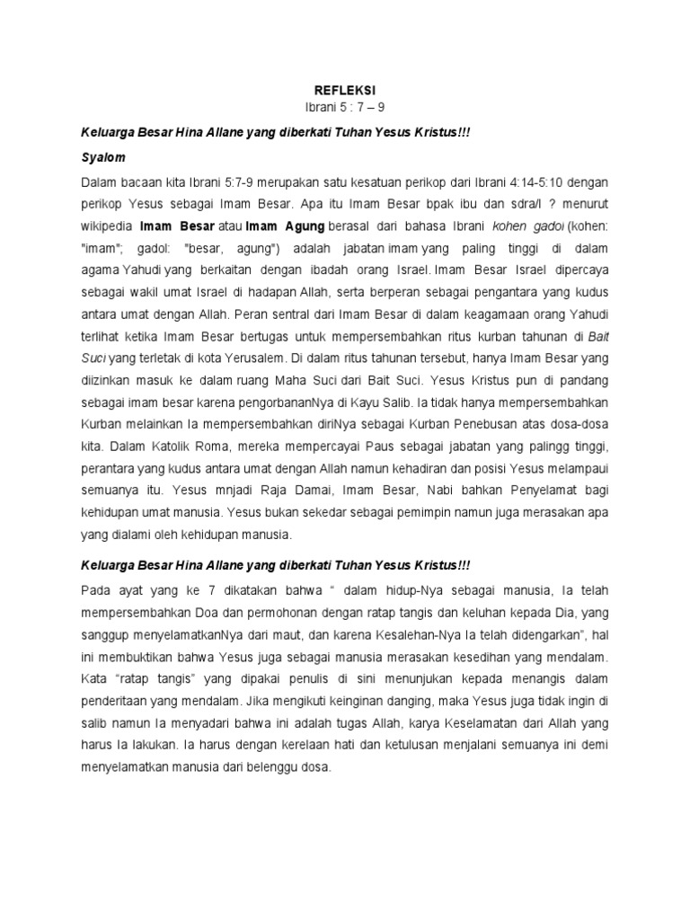 Peran Yesus sebagai Imam Besar | PDF
