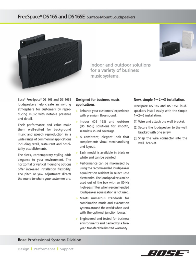 Bose DS16SE Speakers | PDF | Loudspeaker | Equalization (Audio)
