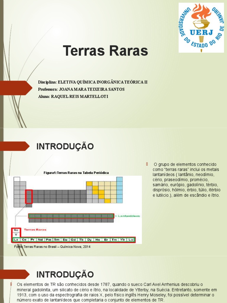 Terras Raras: Características e Aplicações | PDF | Grupos de elementos ...