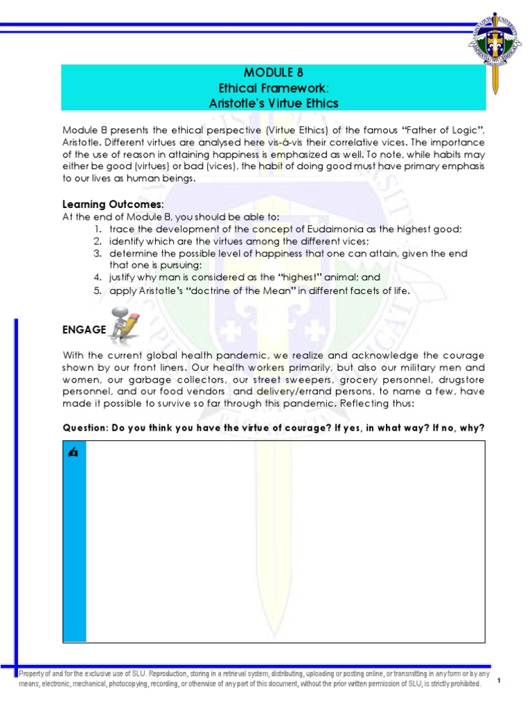 Module 8 - Gethics Short Term 2022-2023 | PDF | Virtue Ethics | Virtue